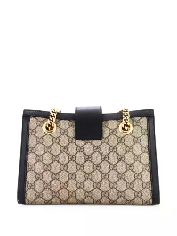 Gucci Padlock Chain Tote Gg Coated Canvas With Leather Small Shoulder Bag