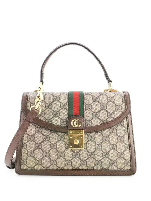 Gucci Ophidia Flap Top Handle Bag - Brown