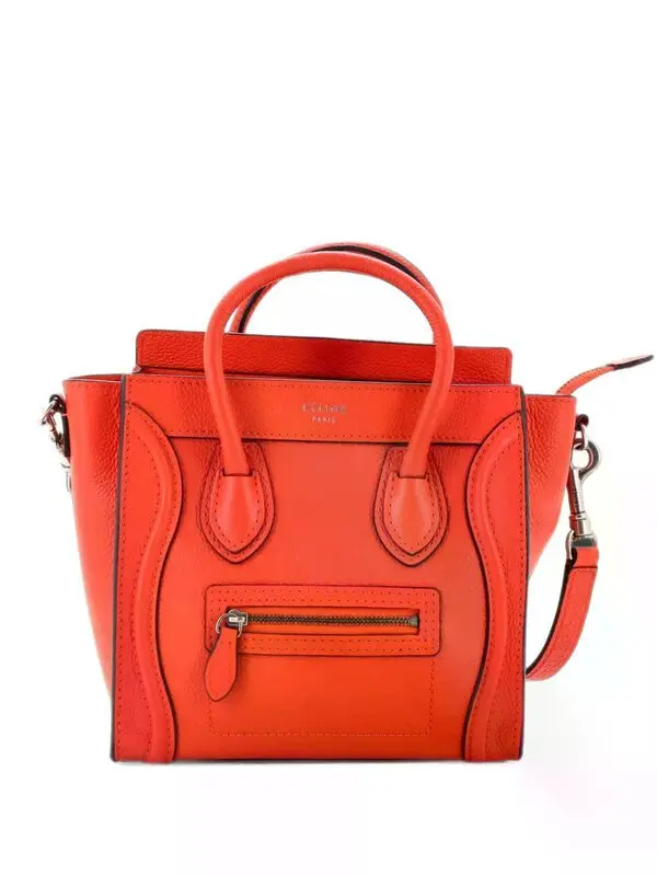 Celine Luggage Bag Grainy Leather Nano Crossbody Bag - Orange