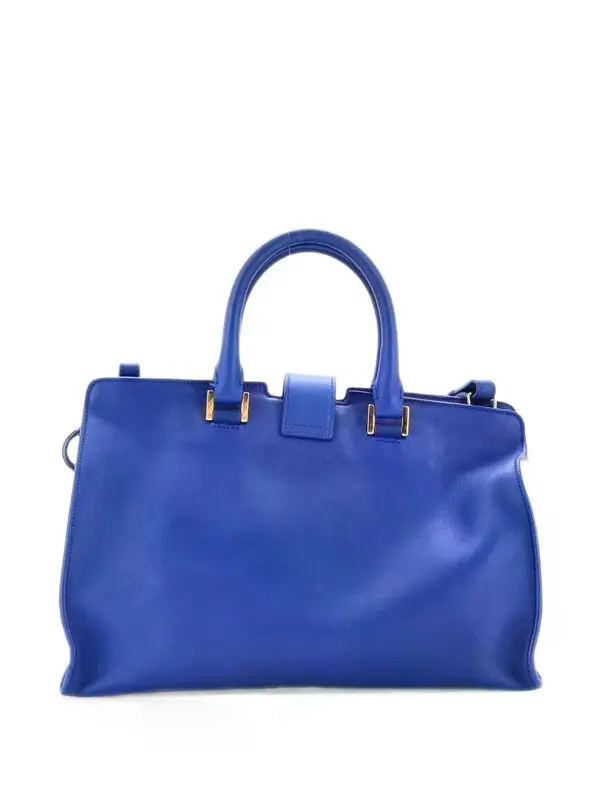 Saint Laurent Monogram Cabas Leather Small Satchel - Blue