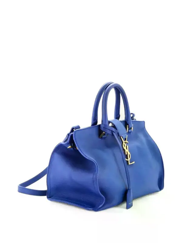 Saint Laurent Monogram Cabas Leather Small Satchel - Blue