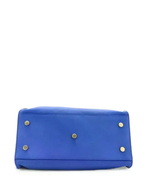 Saint Laurent Monogram Cabas Leather Small Satchel - Blue