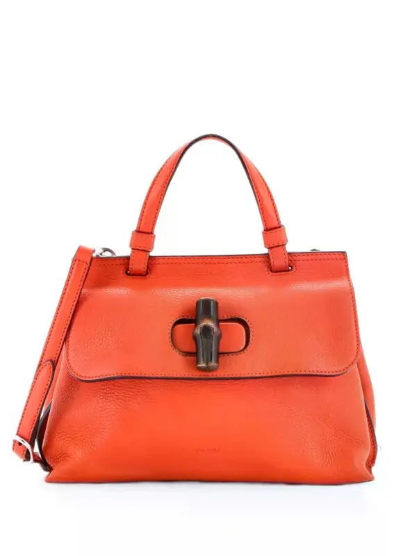 Gucci Bamboo Daily Top Handle Bag Leather Small Satchel - Orange