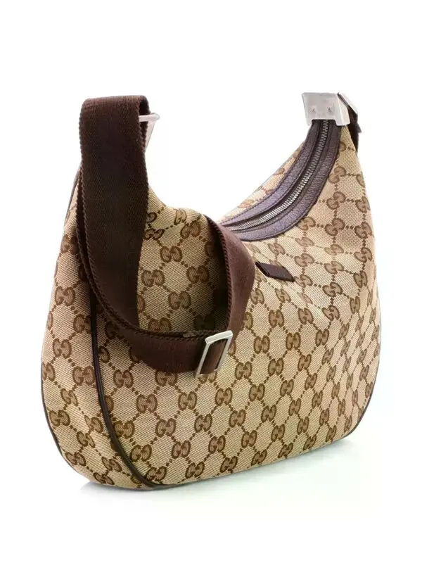 Gucci Saddle Zip Messenger Bag Gg Canvas With Leather Medium Crossbody Bag