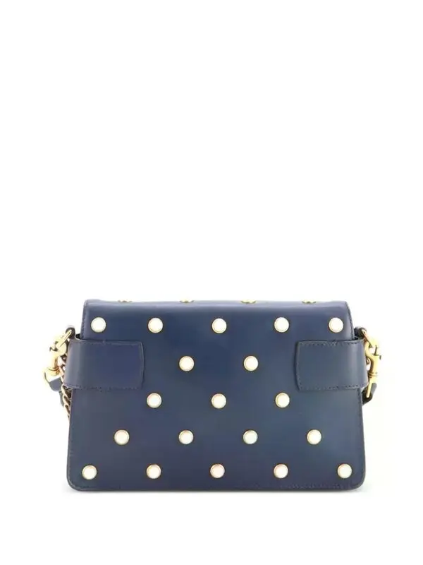 Gucci Broadway Pearly Bee Embellished Leather Mini Shoulder Bag - Blue