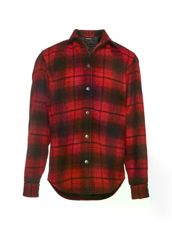 Balenciaga Quilted-lining Plaid Oversized Shirt Jacket