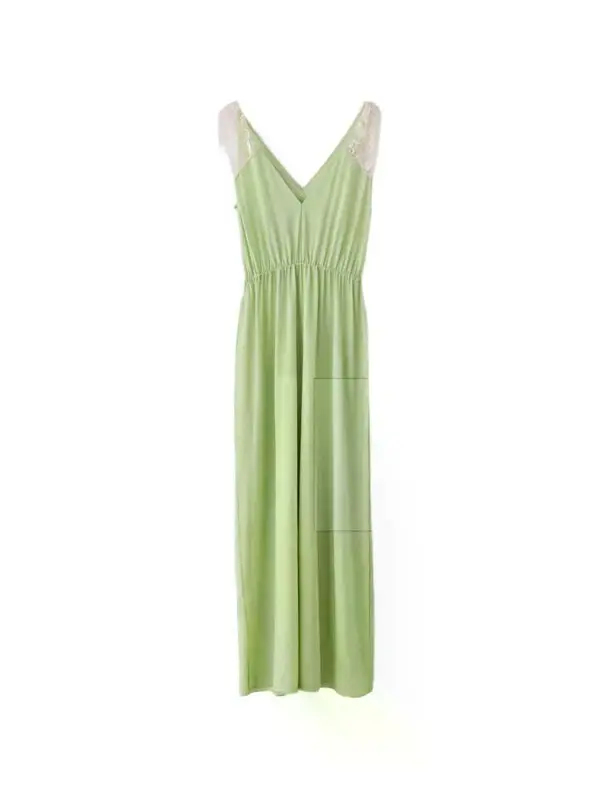 KRISTINA TI Guenda Lace-trim V-neck Maxi Dress - Green