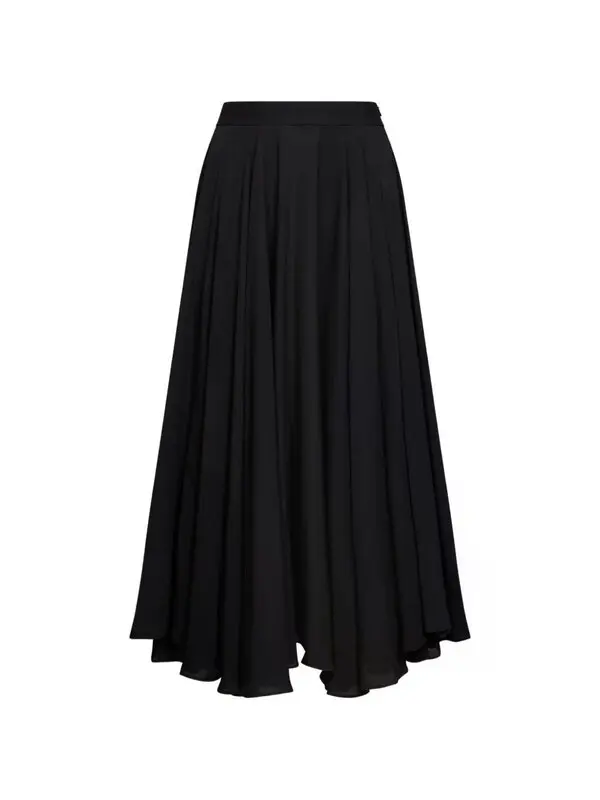 BLANCA VITA Pleated Asymmetric Midi Skirt - Black
