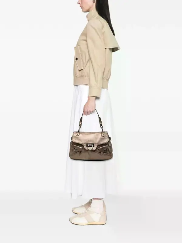 FERRAGAMO 2010-2026 Metallic Leather Gancini Shoulder Bag