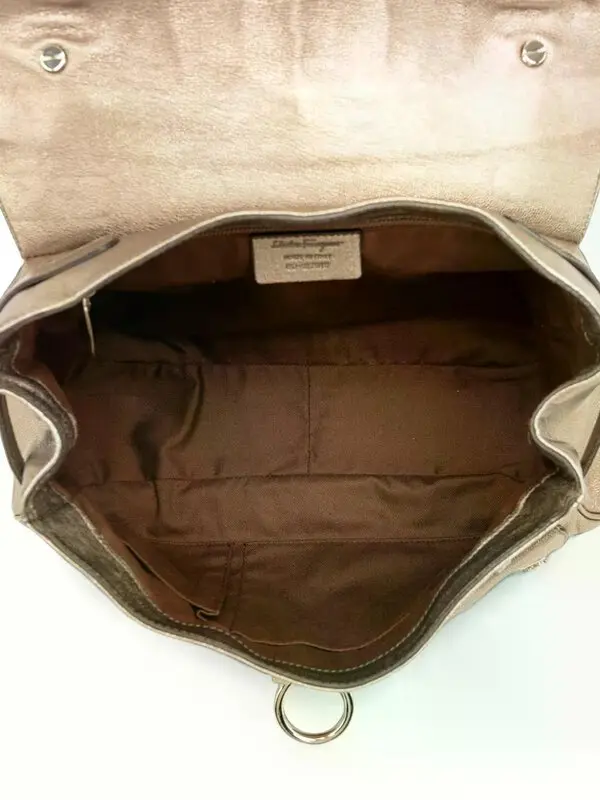 FERRAGAMO 2010-2026 Metallic Leather Gancini Shoulder Bag