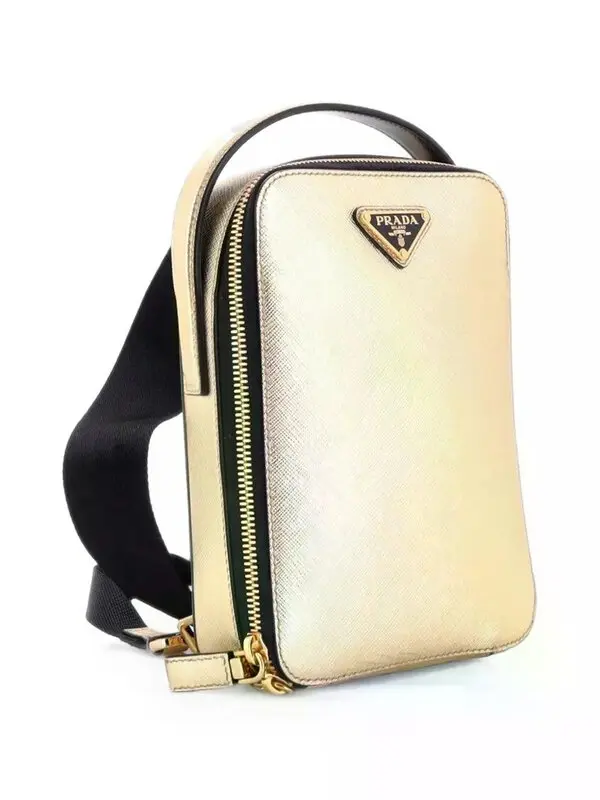 Prada Brique Top Handle Sling Bag In Saffiano Leather