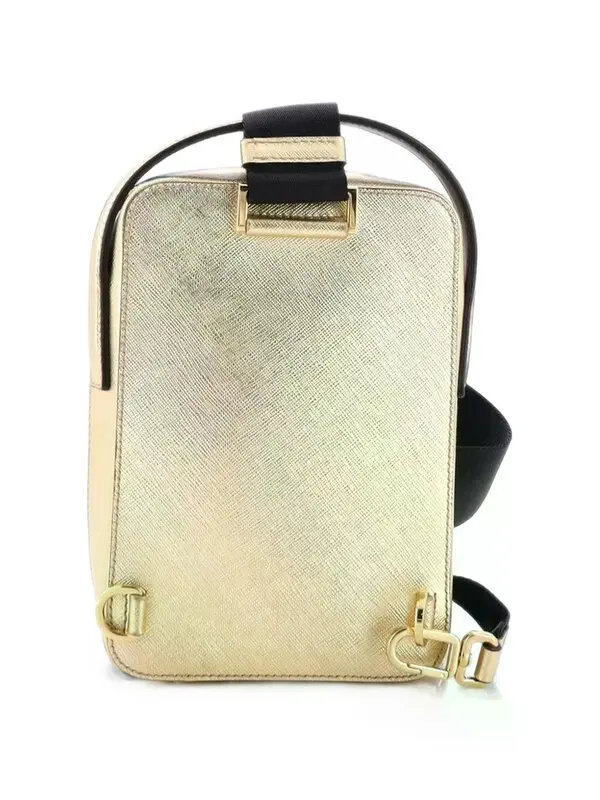 Prada Brique Top Handle Sling Bag In Saffiano Leather