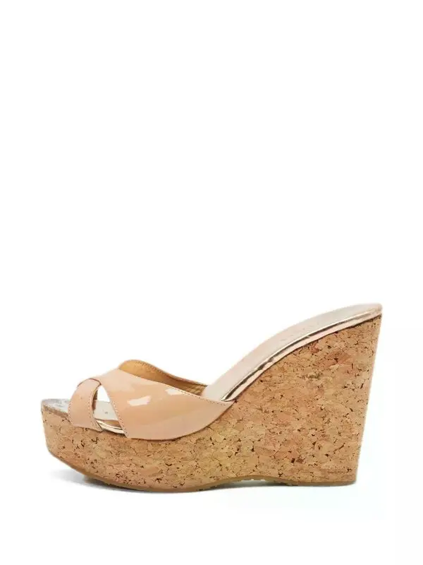JIMMY CHOO Patent Leather Wedge Sandals