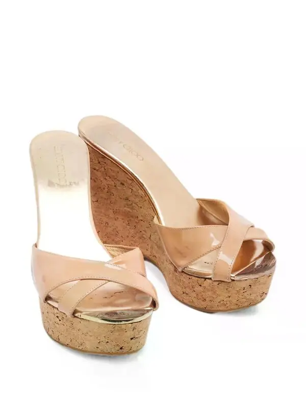 JIMMY CHOO Patent Leather Wedge Sandals