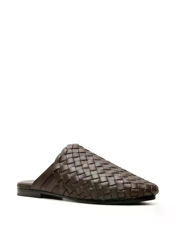 ST. AGNI Woven Leather Mules - Brown