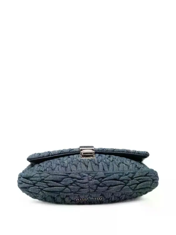 Miu Miu 2010-2026 Matelasse Denim Crystal Chain Satchel