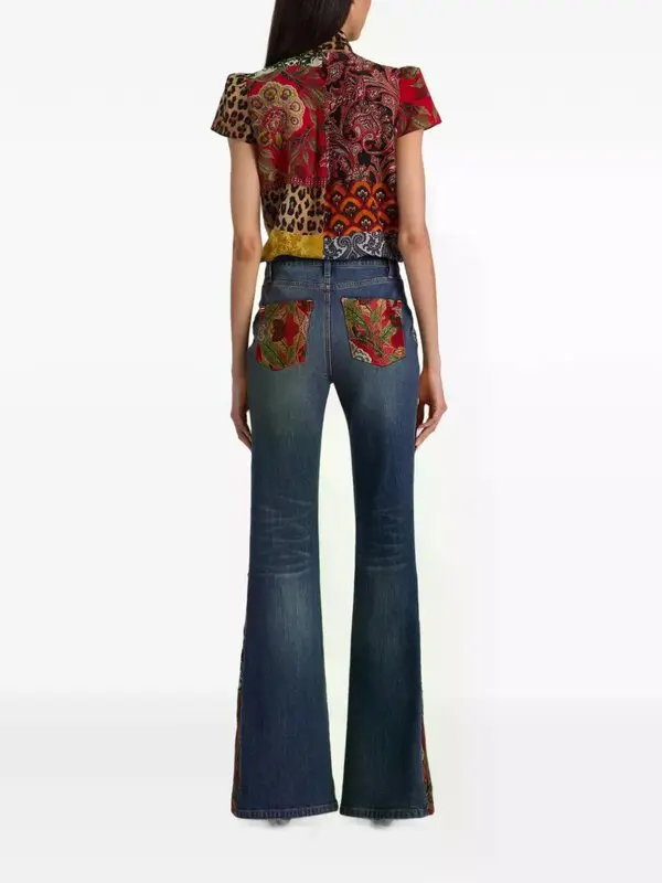 Alice + Olivia Jeannie Patchwork-print Pussy-bow Blouse