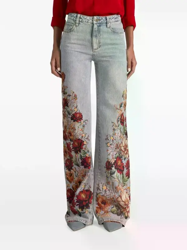 Alice + Olivia Chic High-rise Floral-print Jeans