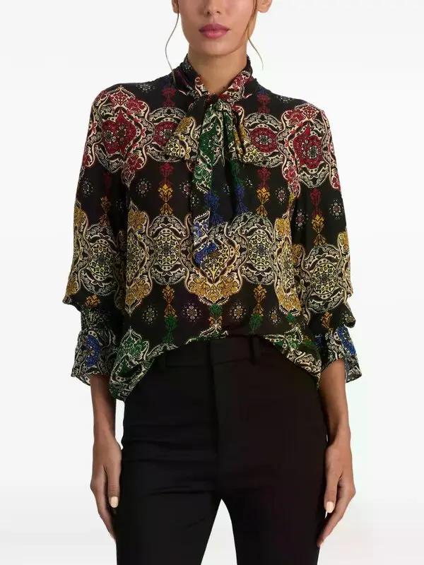 Alice + Olivia Lloyd Paisley-print Tie-neck Blouse