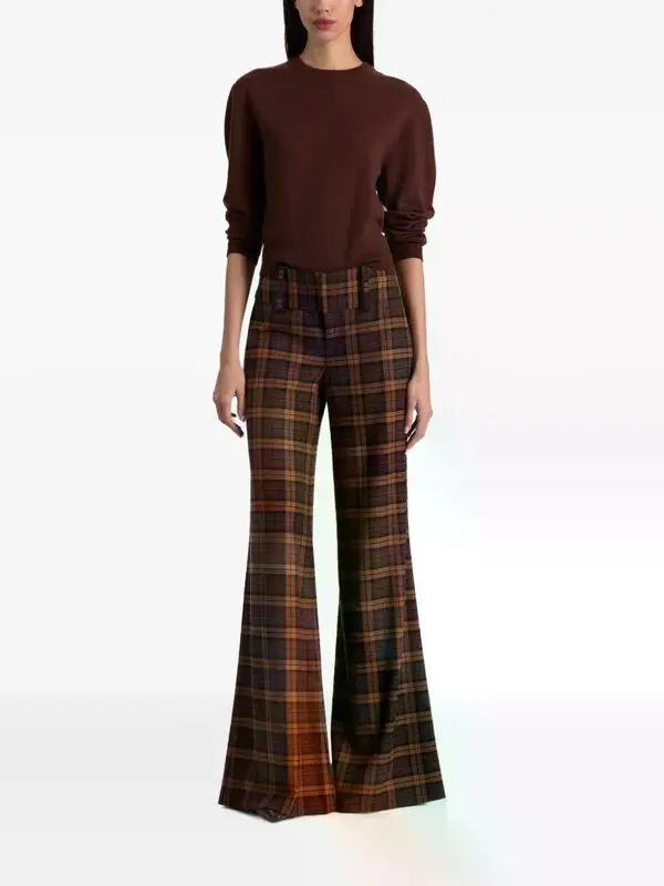 Alice + Olivia Plaid Wide-leg Trousers