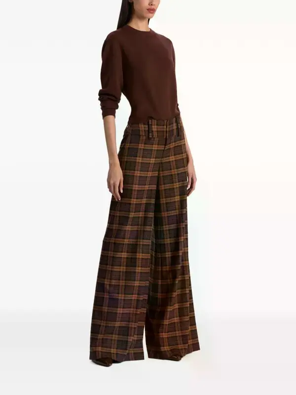 Alice + Olivia Plaid Wide-leg Trousers