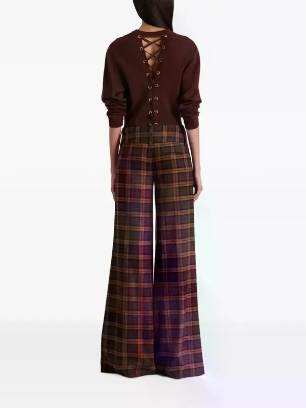 Alice + Olivia Plaid Wide-leg Trousers