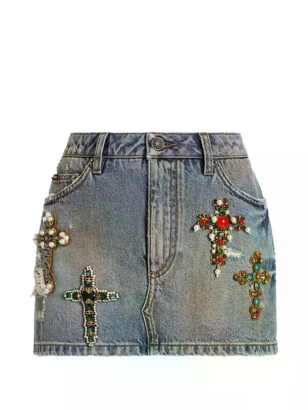 Dolce & Gabbana Denim Miniskirt With Embroidery