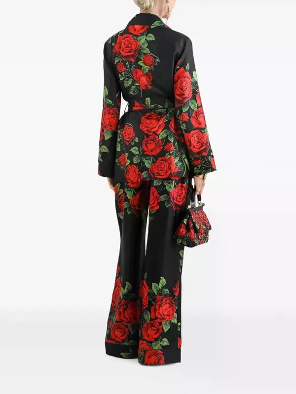 Dolce & Gabbana Rose-print Vanity Silk Trousers
