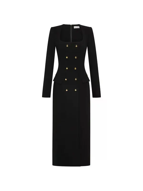 Rebecca Vallance Odilia Long-sleeve Midi Dress - Black