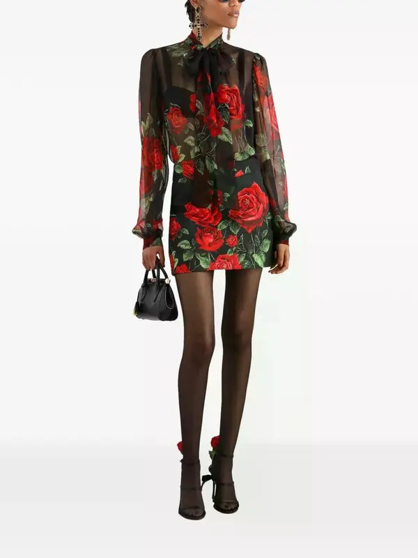 Dolce & Gabbana Rose-print Brocade Skirt