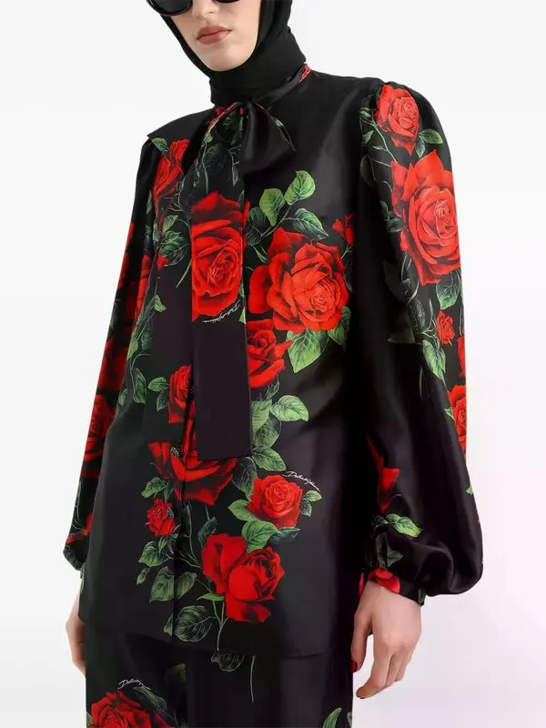 Dolce & Gabbana Rose-print Silk Shirt