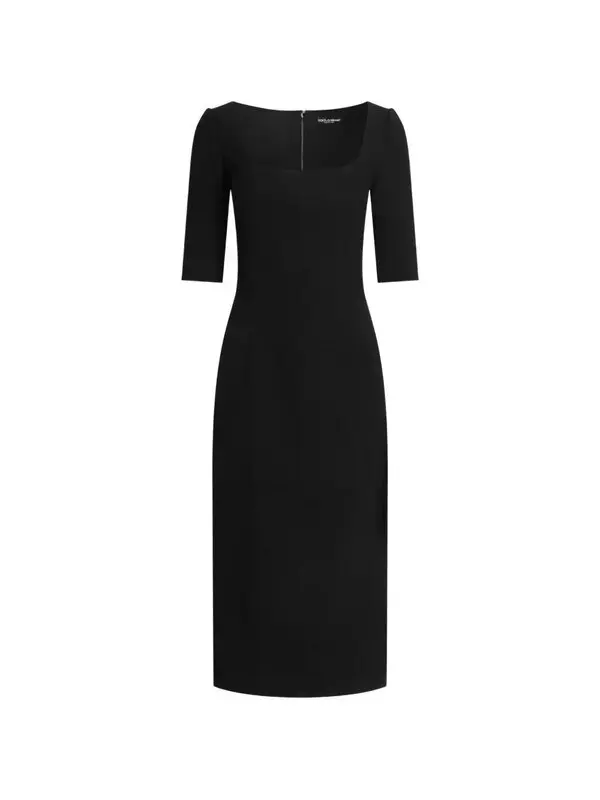 Dolce & Gabbana Double Wool Crêpe Dress With Plunge Neckline