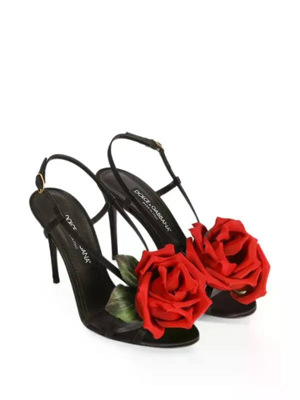 Dolce & Gabbana Satin Sandals With Flower