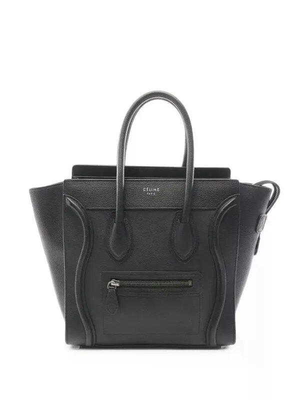 Celine Micro Luggage Leather Tote Handbag - Black