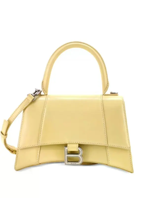 Balenciaga Hourglass Top Handle Bag Leather Small Satchel - Yellow