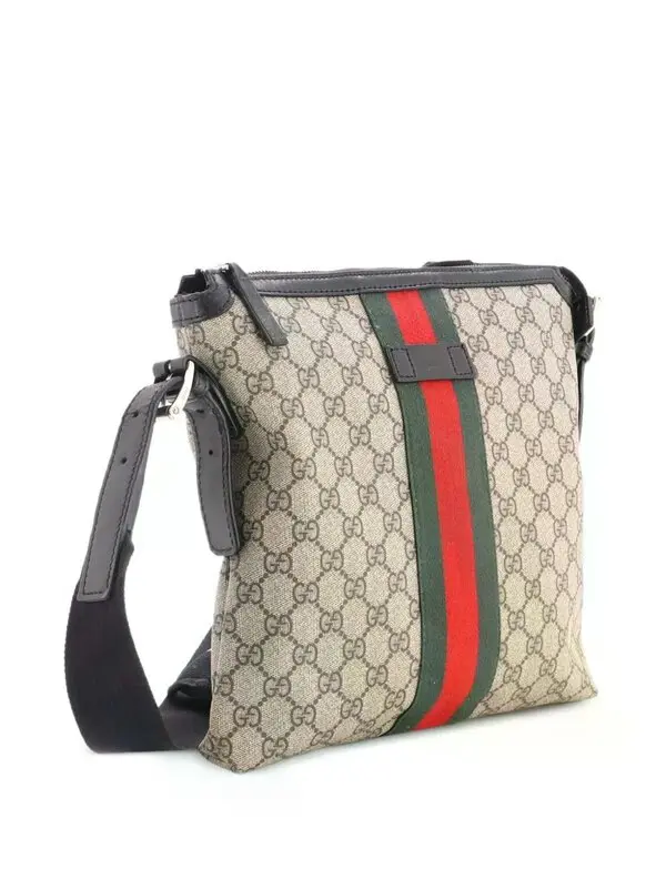 Gucci Web Messenger Bag Gg Coated Canvas Medium Crossbody Bag