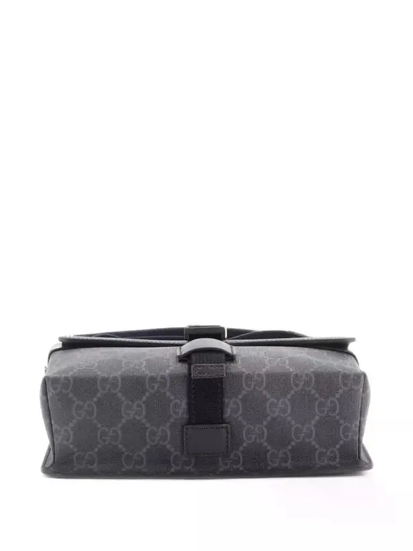 Gucci Front Buckle Web Messenger Bag Gg Coated Canvas Mini Crossbody Bag