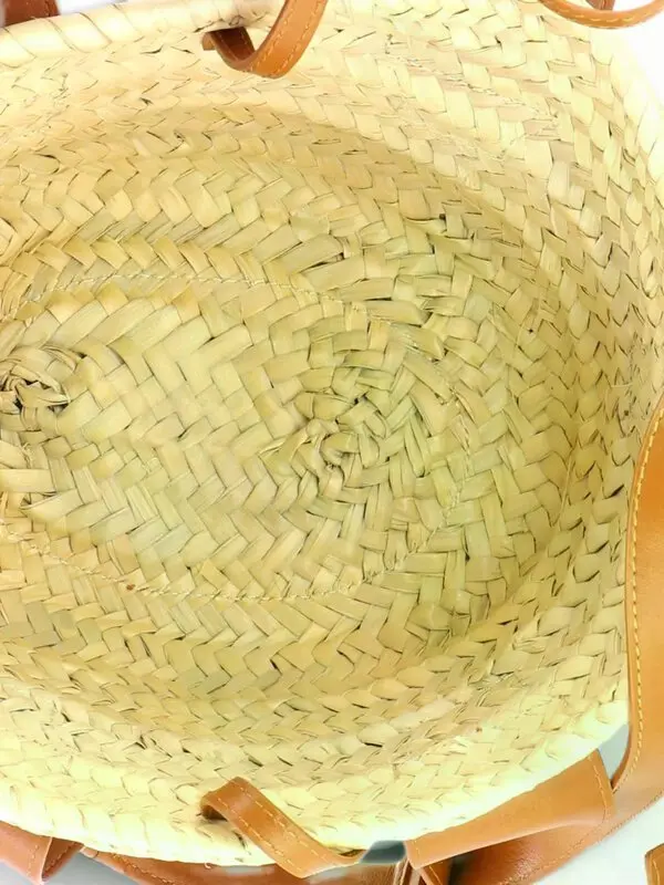 Chloé Sense Basket Tote Raffia With Leather Small Shoulder Bag