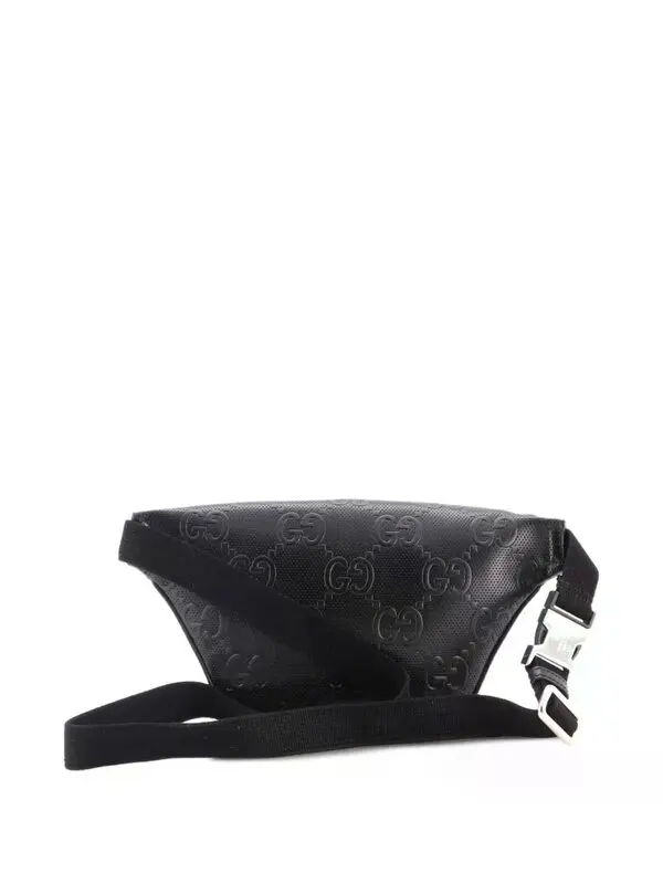 Gucci Gg Embossed Perforated Leather Belt Bag - Black