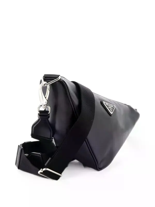 Prada Triangle Logo Zip Soft Leather Small Crossbody Bag