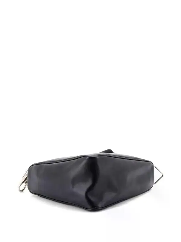 Prada Triangle Logo Zip Soft Leather Small Crossbody Bag - Black