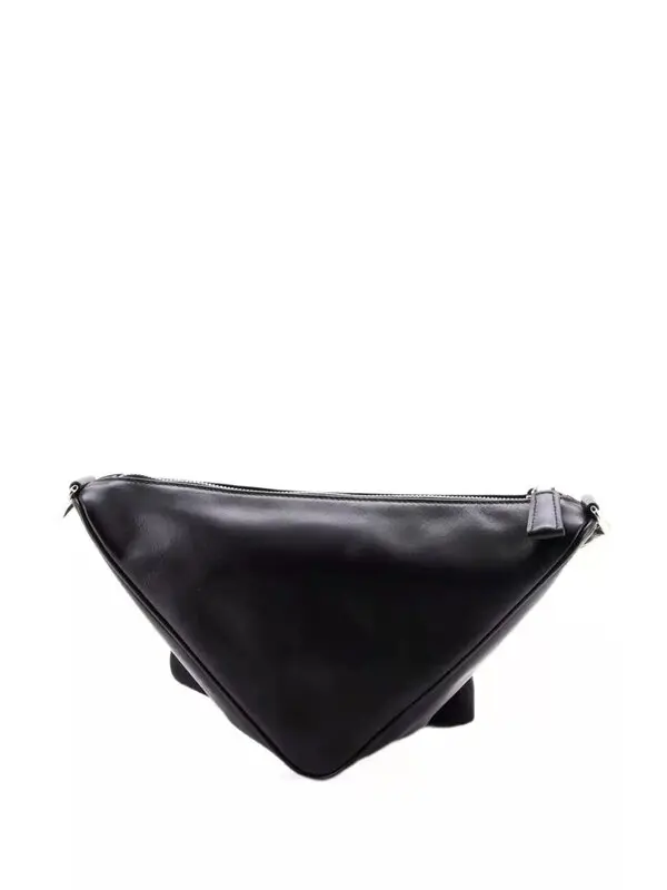 Prada Triangle Logo Zip Soft Leather Small Crossbody Bag - Black