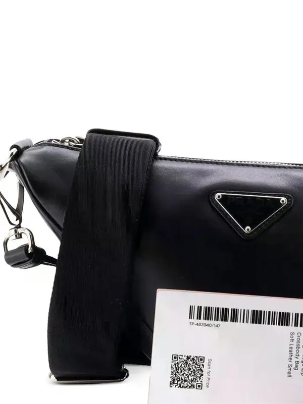 Prada Triangle Logo Zip Soft Leather Small Crossbody Bag