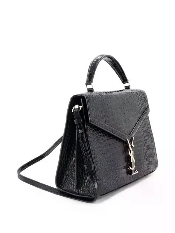 Saint Laurent Cassandra Top Handle Bag Crocodile Embossed Leather Medium Satchel