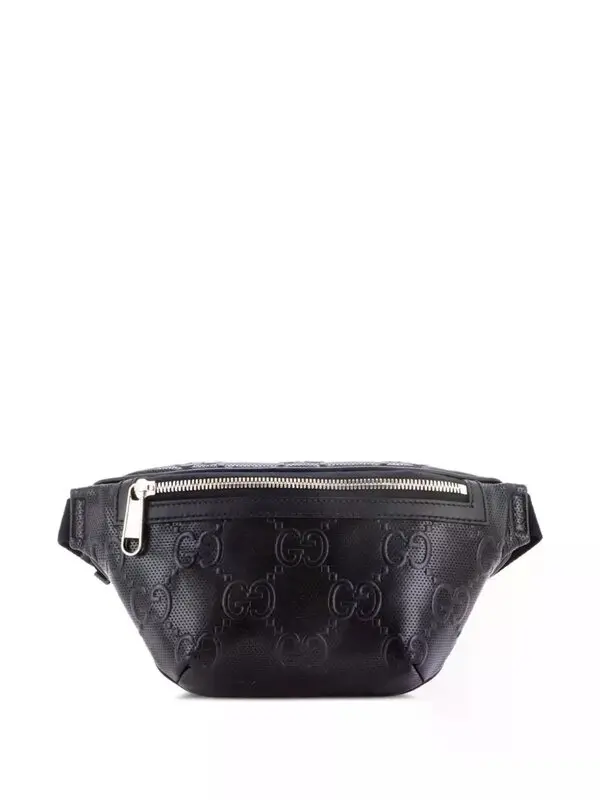 Gucci Gg Embossed Perforated Leather Small Belt Bag - Black