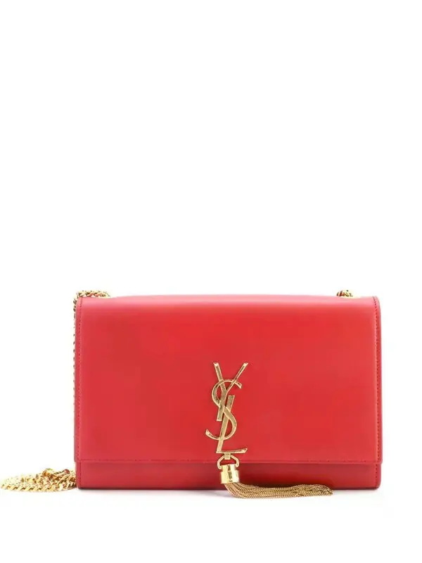 Saint Laurent Classic Monogram Tassel Leather Medium Crossbody Bag - Red