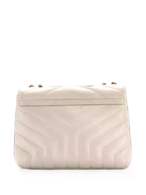 Saint Laurent Small Loulou Matelasse Chevron Leather Shoulder Bag - White