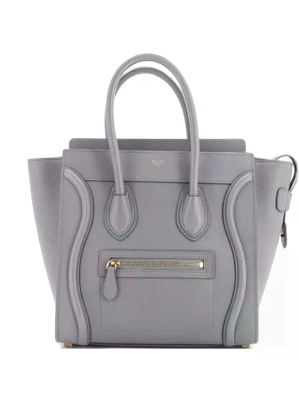 Celine Luggage Bag Grainy Leather Micro Tote Bag - Grey