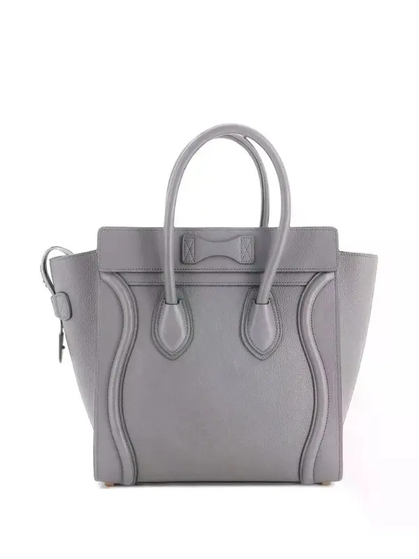 Celine Luggage Bag Grainy Leather Micro Tote Bag - Grey