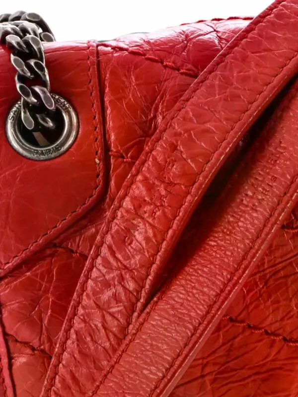 Saint Laurent Niki Chain Flap Bag Matelasse Chevron Leather - Red